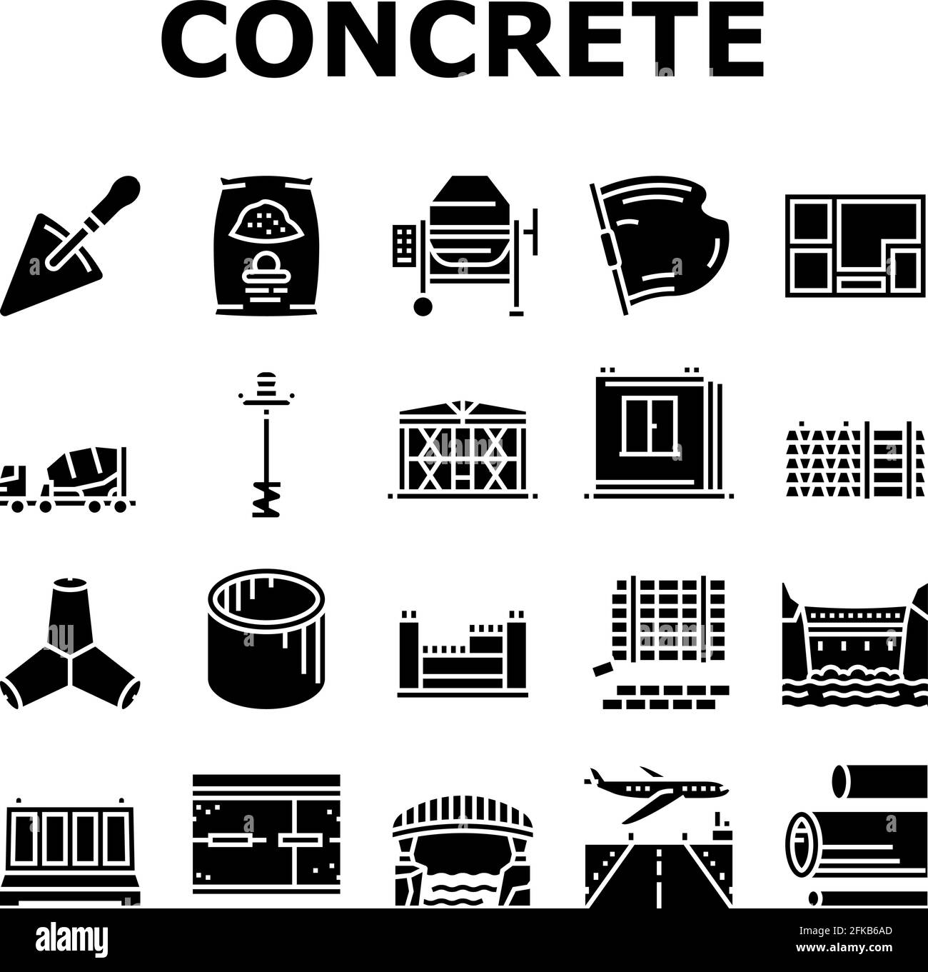 Concrete Production Collection Icons Set Vector Stock Vector Image ...