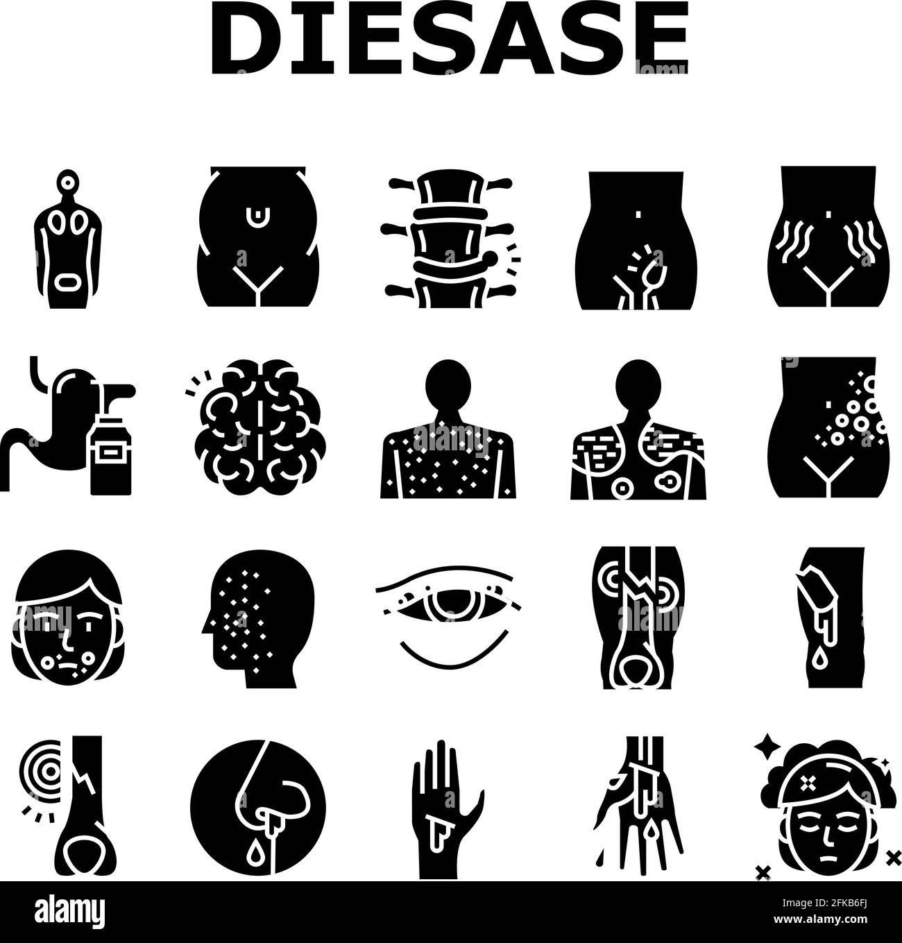 Disease Health Problem Collection Icons Set Vector Stock Vector Image ...