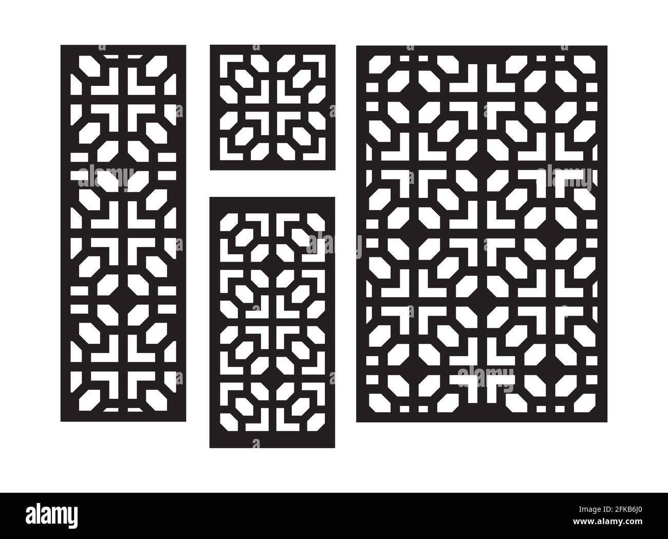 Art deco laser cut pattern. Decorative panel, screen,wall. Vector cnc panels set for laser ...