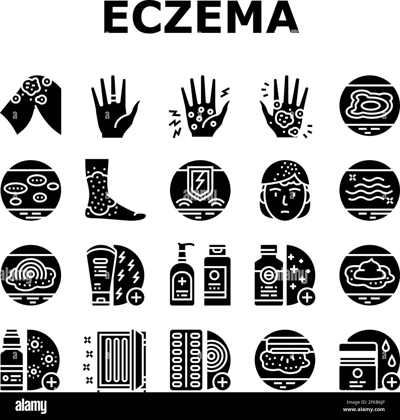 Eczema Disease Treat Collection Icons Set Vector Stock Vector Image