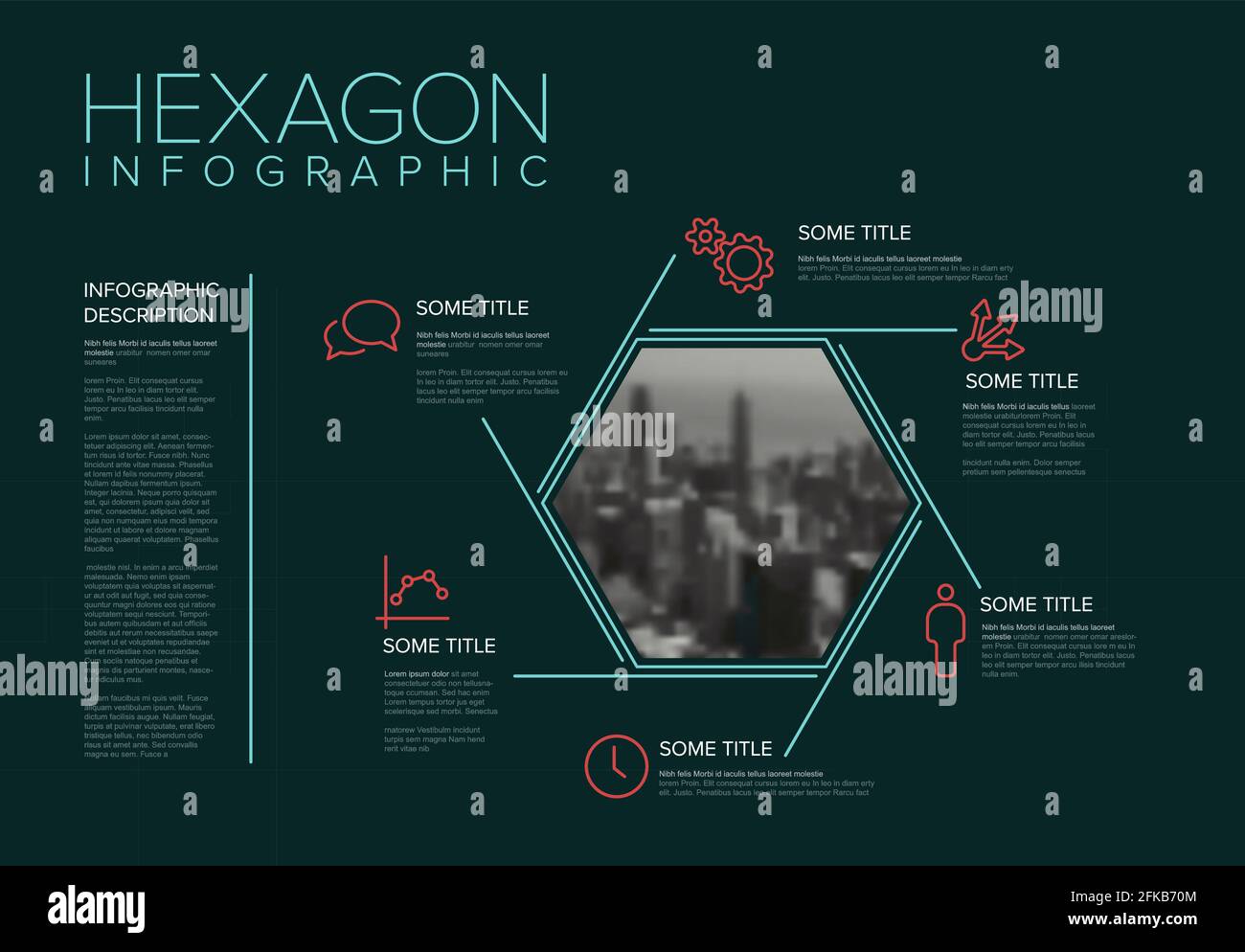 Vector Infographic template made from thin lines hexagon photo ...