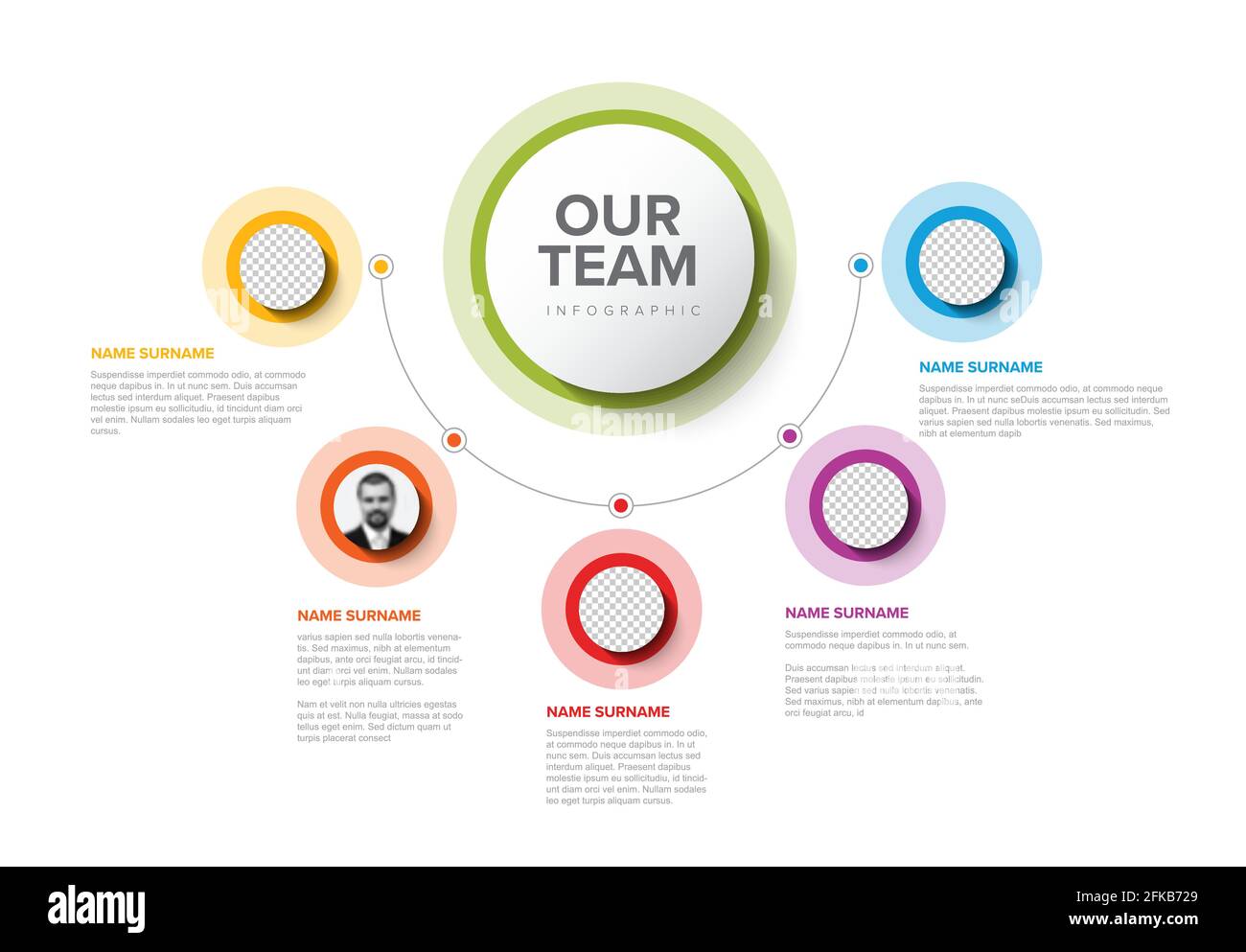 Company team presentation template with team profile photos circle ...
