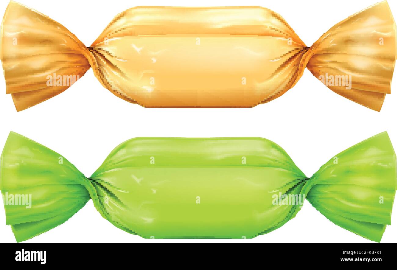 Set of wrapped candies isolated on white background. Photo-realistic ...