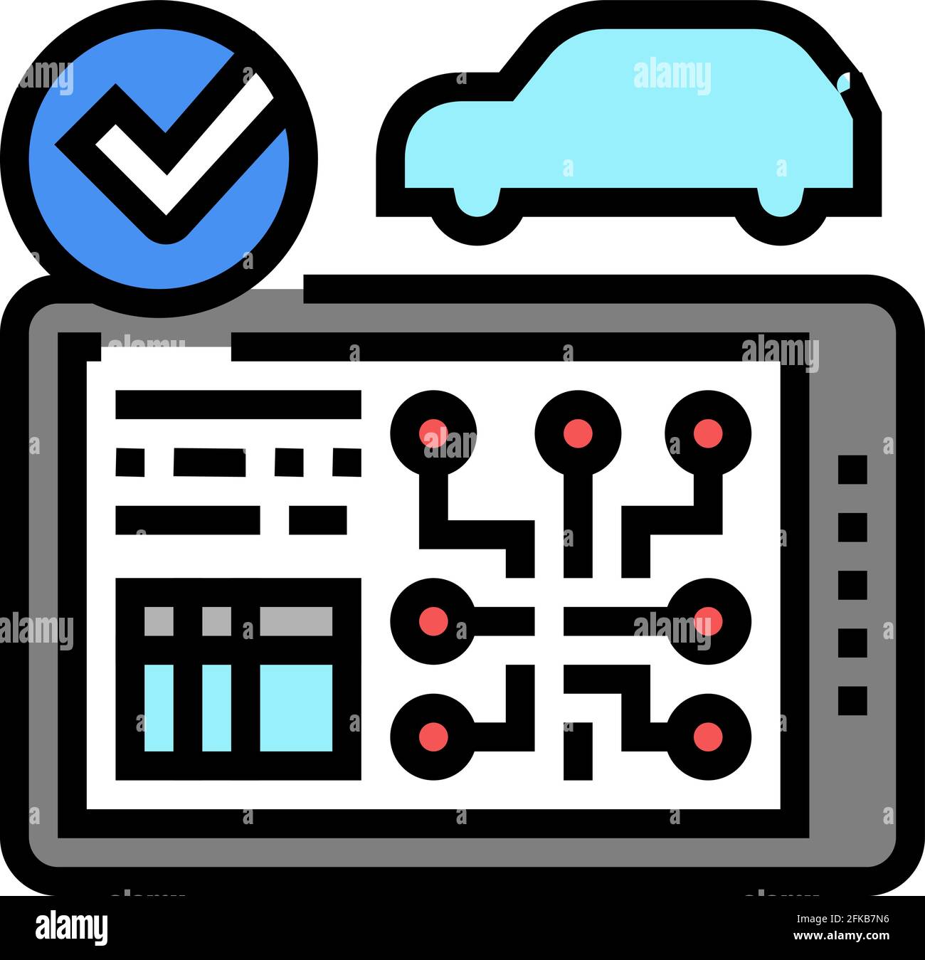 testing computer electronic system car color icon vector illustration ...