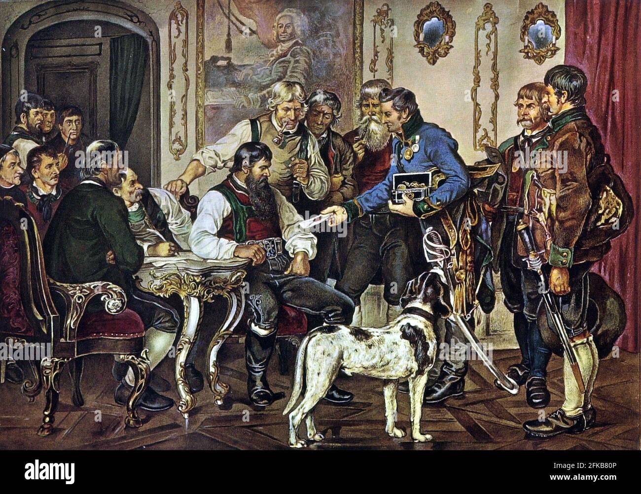 Andreas Hofer 1767-1810), Tyrolean National Hero, receiving a letter ...