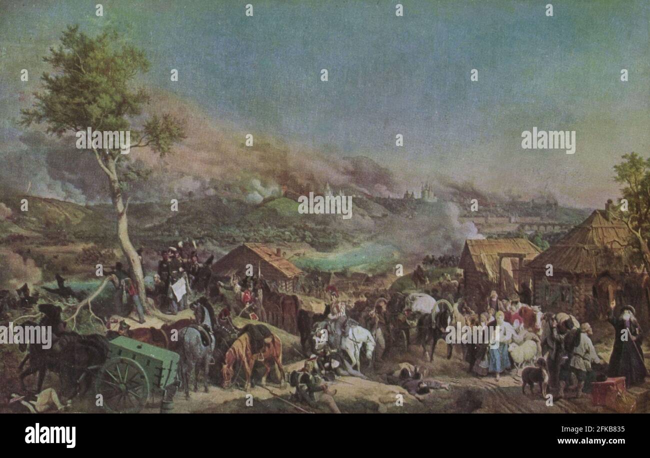 Russia Campaign (June-December 1812). Flight of the villagers. Paris ...