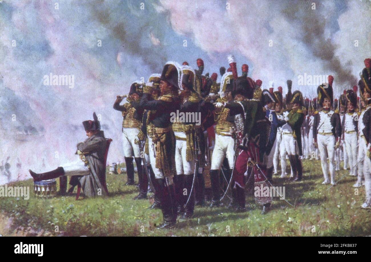 Napoleon I : Russia Campaign. Napoleon sat in front of his soldiers ...