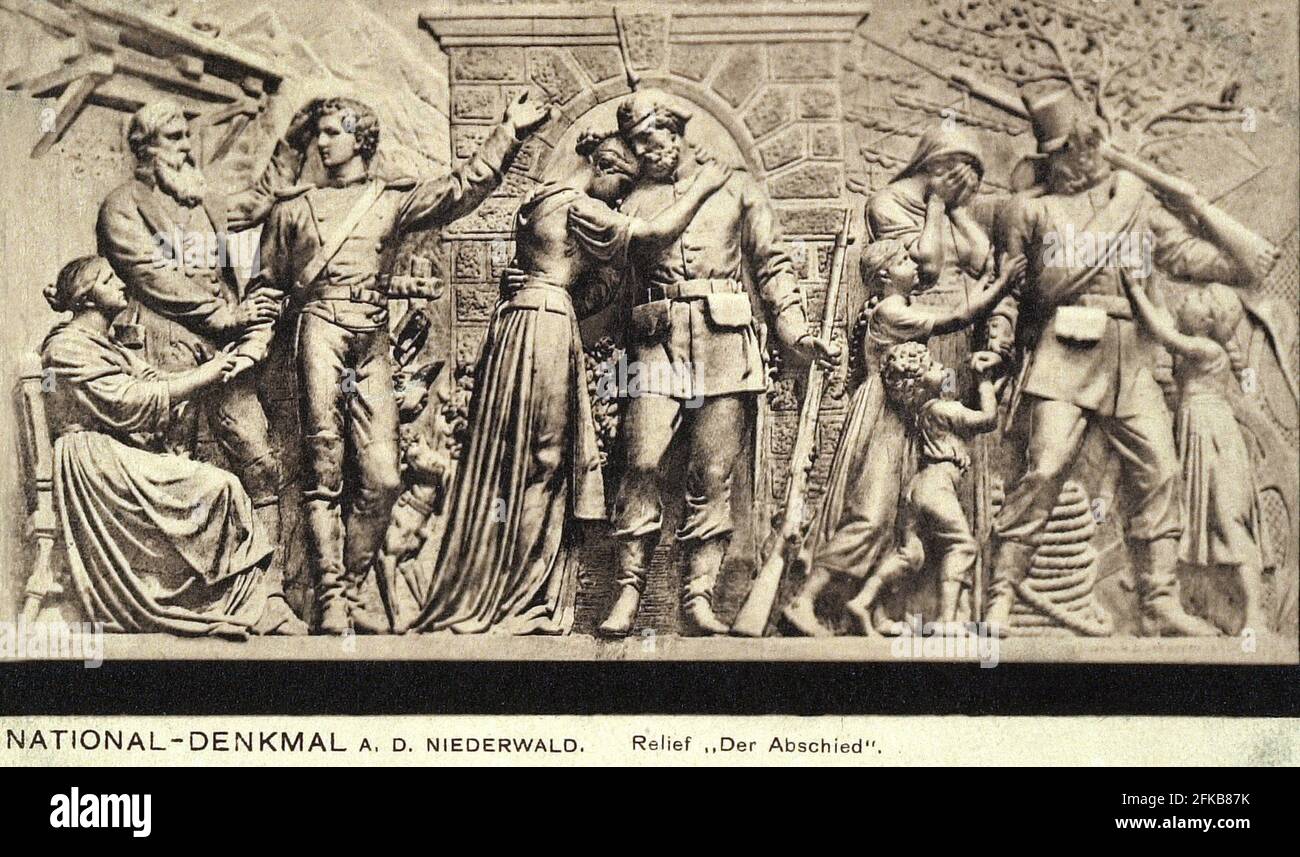 Saxony Campaign. German National monument: troops departing for war ...