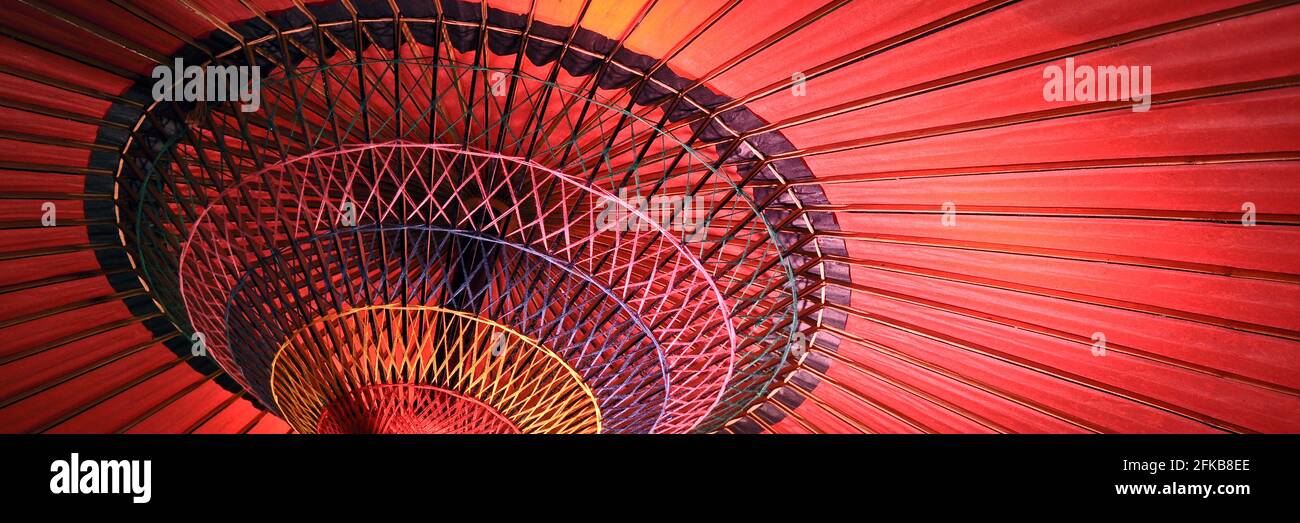 Wagasa, red japanese traditional umbrella panoramic background Stock ...