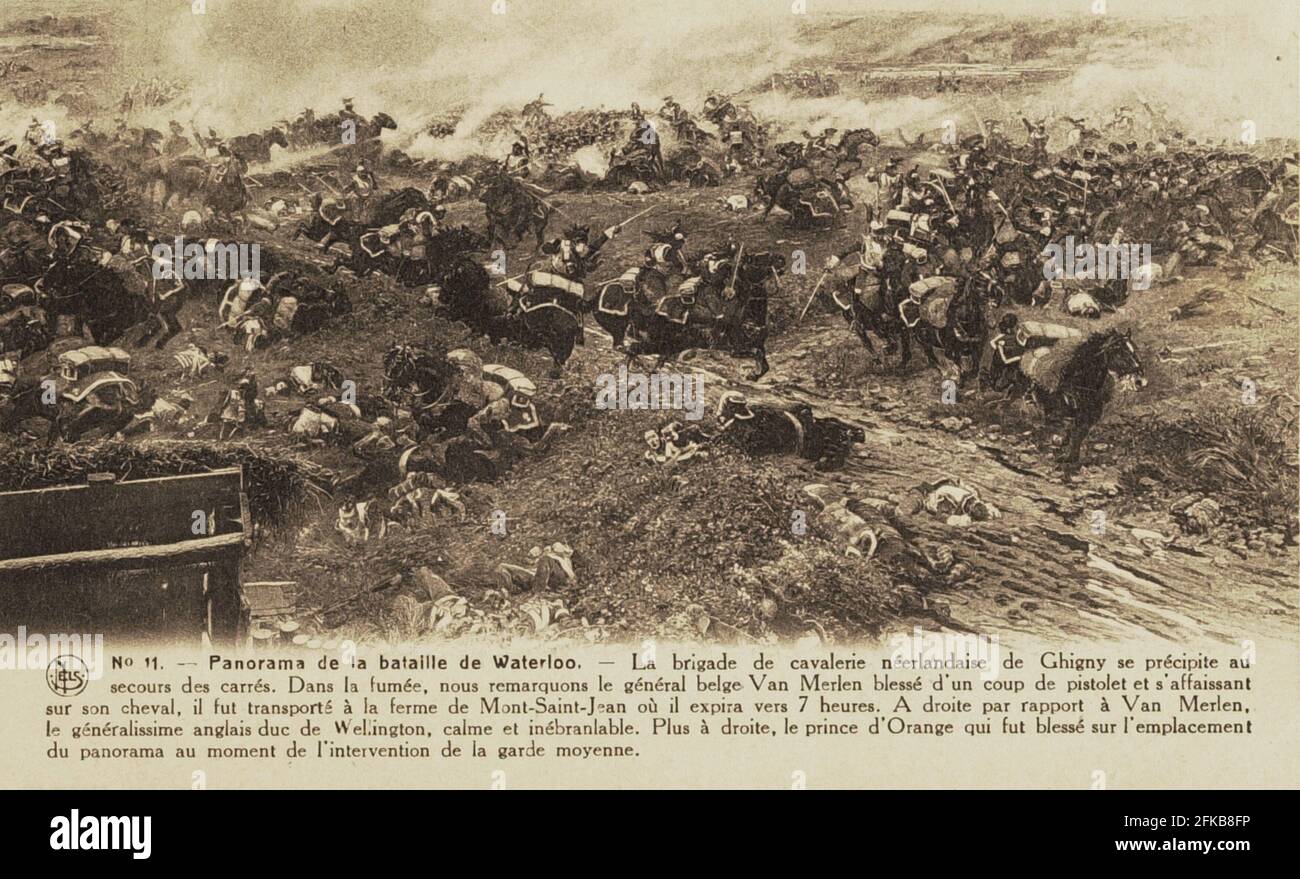 Battle of Waterloo: Dutch cavalry brigade lead by General de Ghigny ...