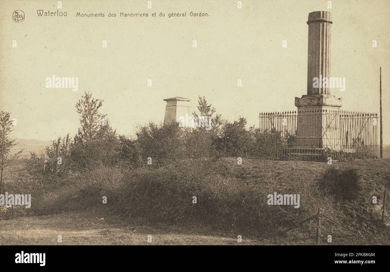 Waterloo: Hanoverian monuments and the memorial of General Gordon. 18th ...