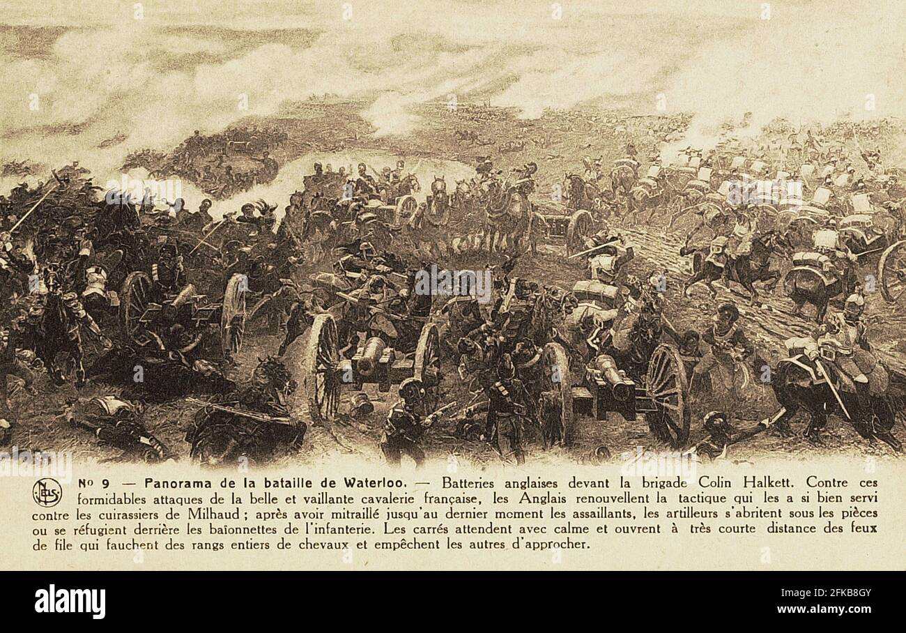 Battle of Waterloo: British batteries in front of the Colin Halkett ...