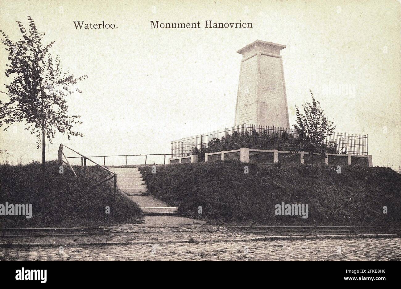 Waterloo: Hanoverian monument. Battle of Waterloo. 18th June 1815 Paris ...