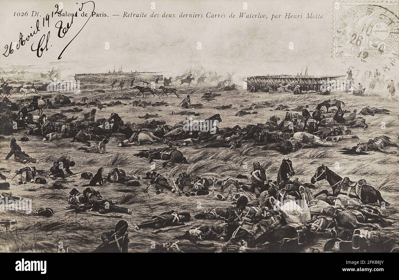 The Battle of Waterloo: retreat of the last two infantry squares. 18th ...