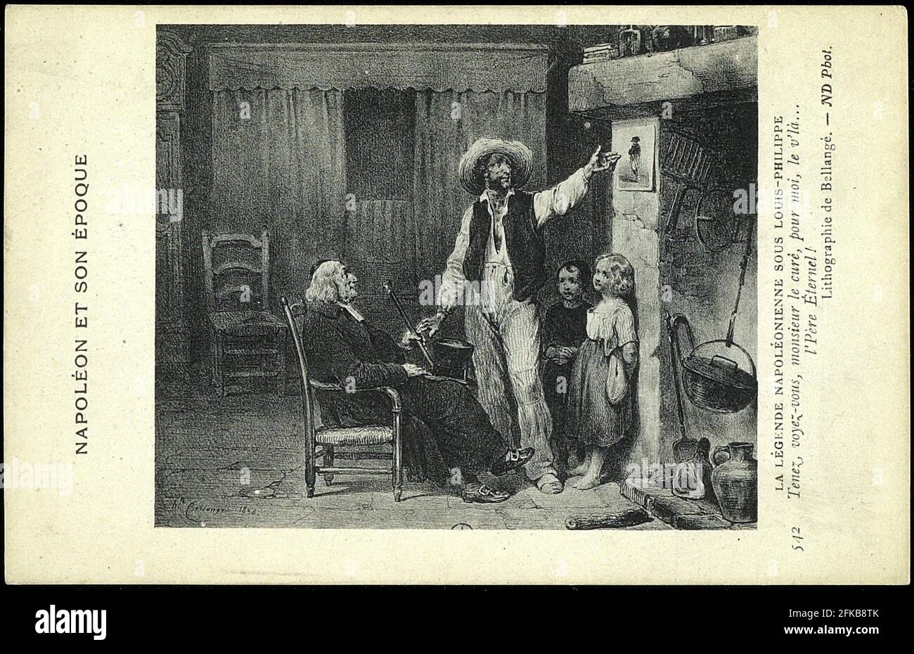 The Napoleonic legend. Portrait of Napoleon I hung on the wall in the ...