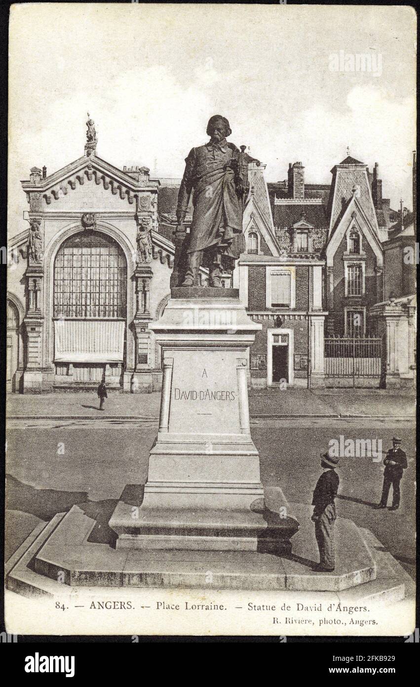 Statue of sculptor Jean-Pierre David, known as "David of Angers," in ...