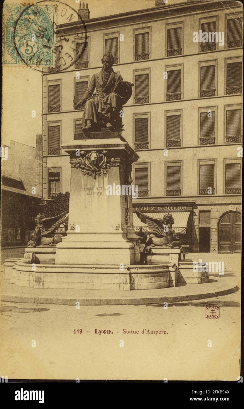 Statue of André-Marie Ampère in Lyon. French physicist and ...