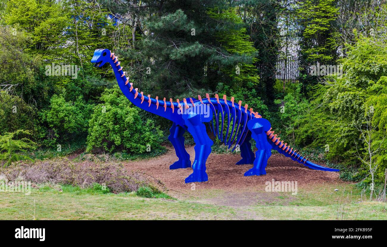 A Brontosaurus sculpture at Teessaurus Park,Middlesbrough,England,UK ...