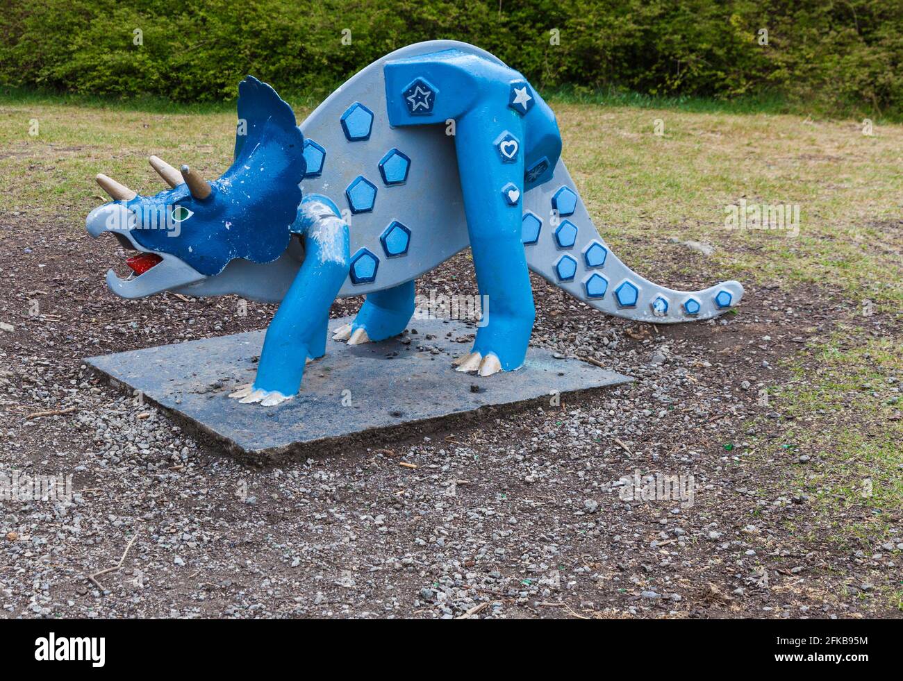 A Triceratops sculpture at Teessaurus Park,Middlesbrough,England,UK ...