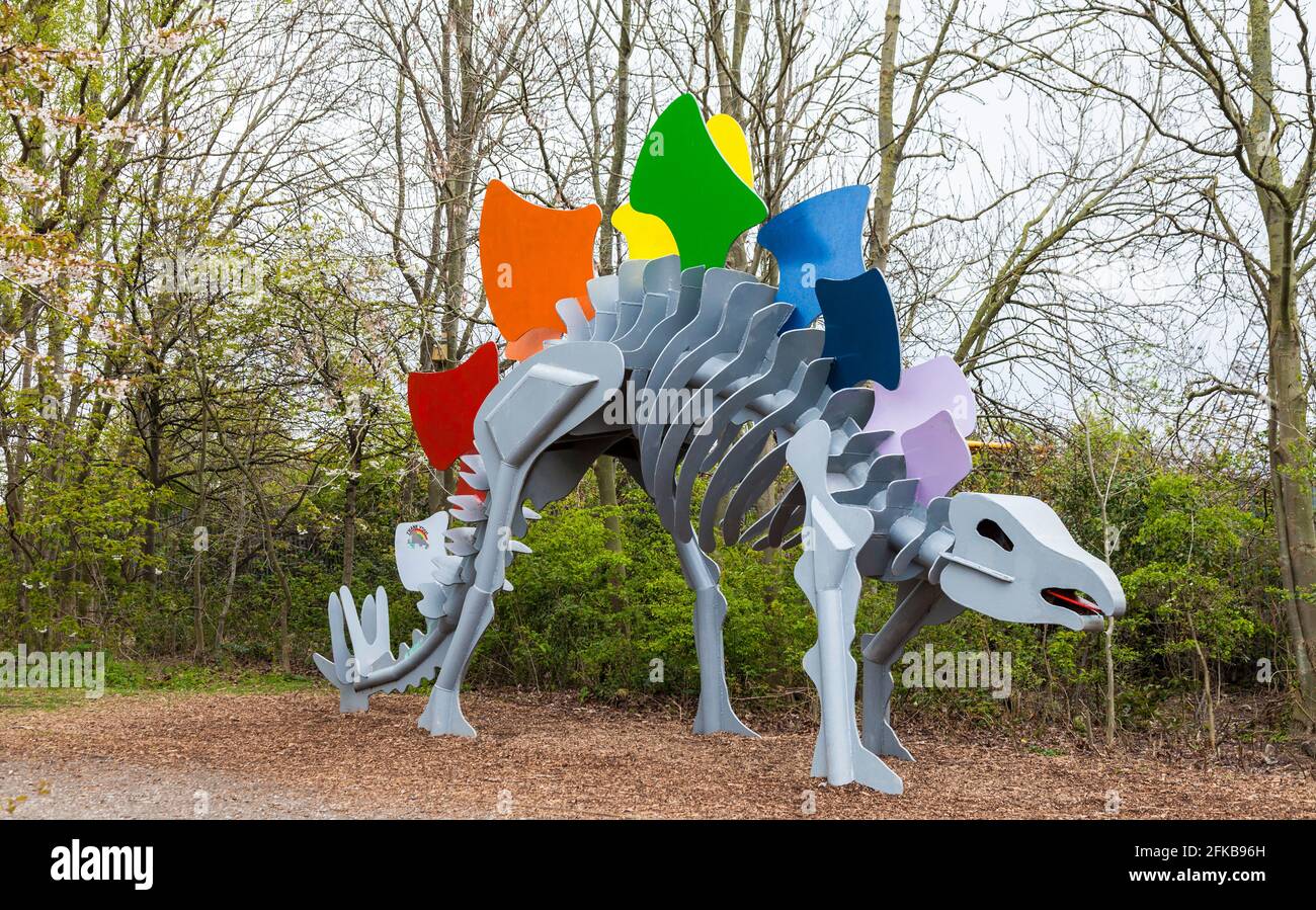 A Stegosaurus sculpture at Teessaurus Park,Middlesbrough,England,UK ...
