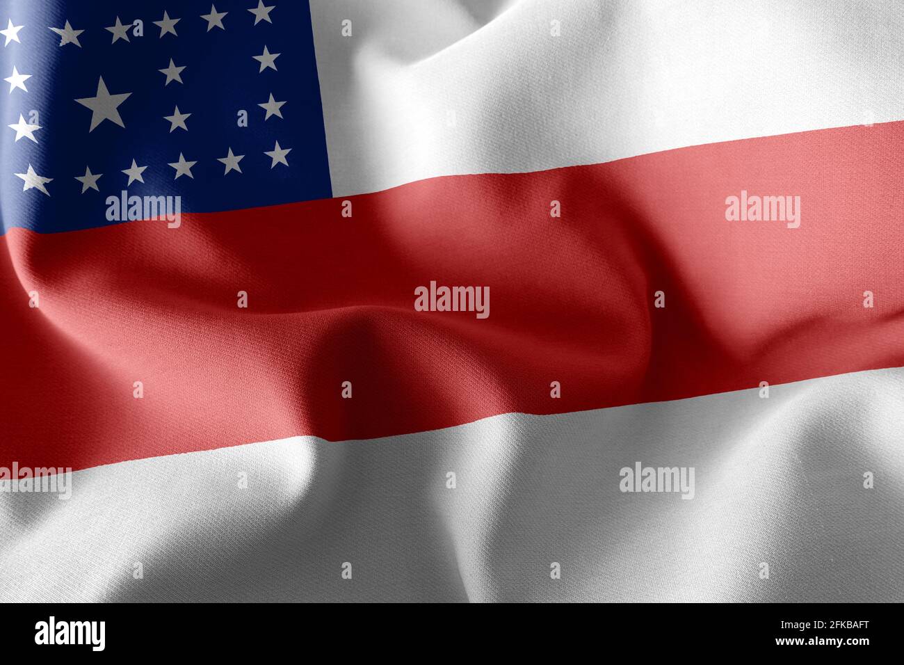 3D illustration flag of Amazonas is a state of Brazil. Waving on the ...
