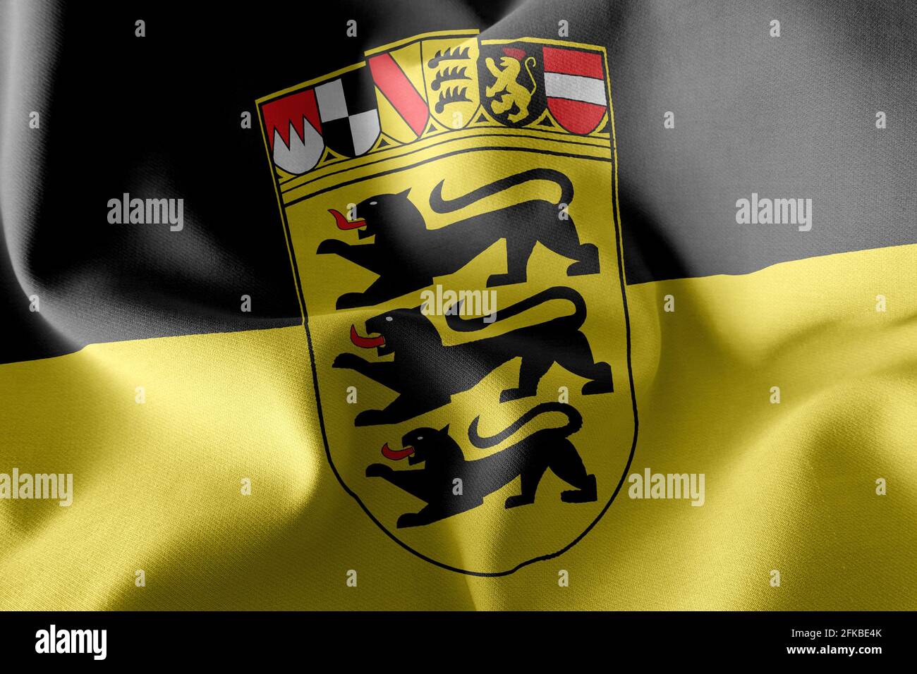 3D illustration flag of Baden-Wurttemberg is a region of Germany ...