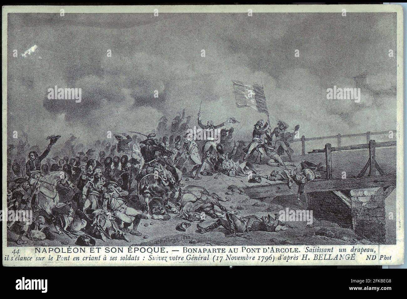 Napoleon Bonaparte on the Arcole Bridge, Grabbing a Flag and Shouting ...