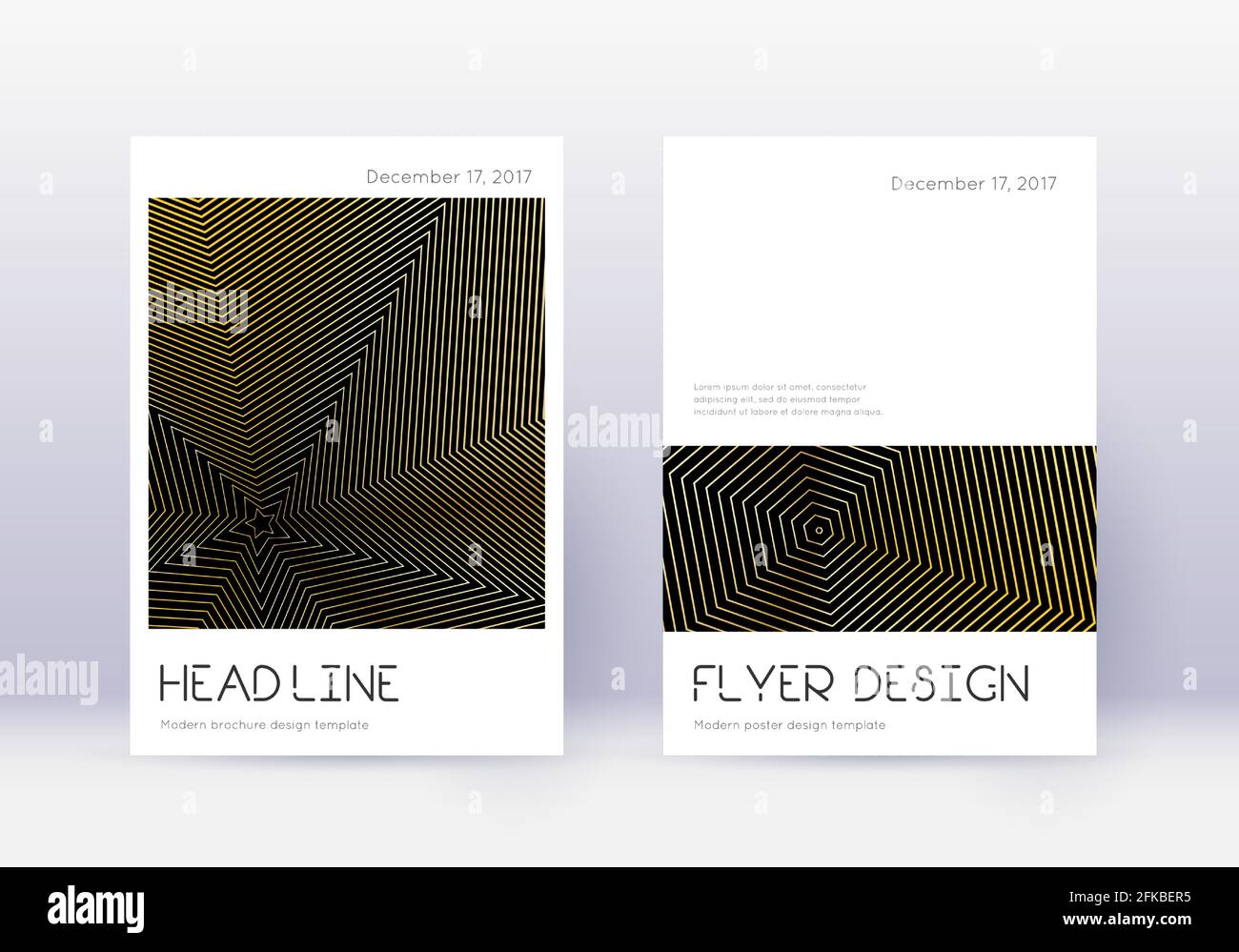 Minimal cover design template set. Gold abstract lines on black ...