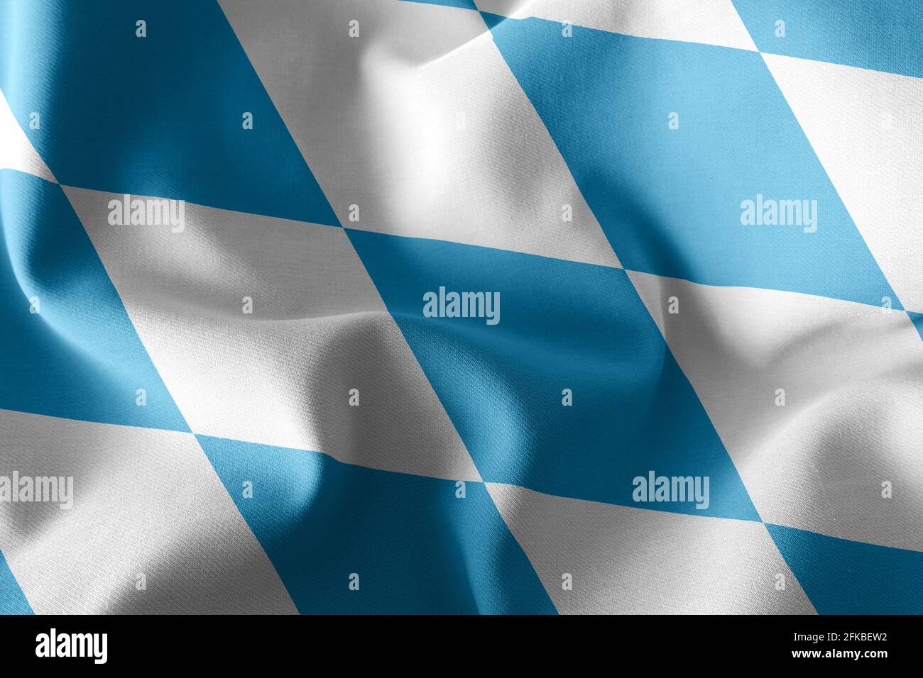 3D illustration flag of Bavaria is a region of Germany. Waving on the ...