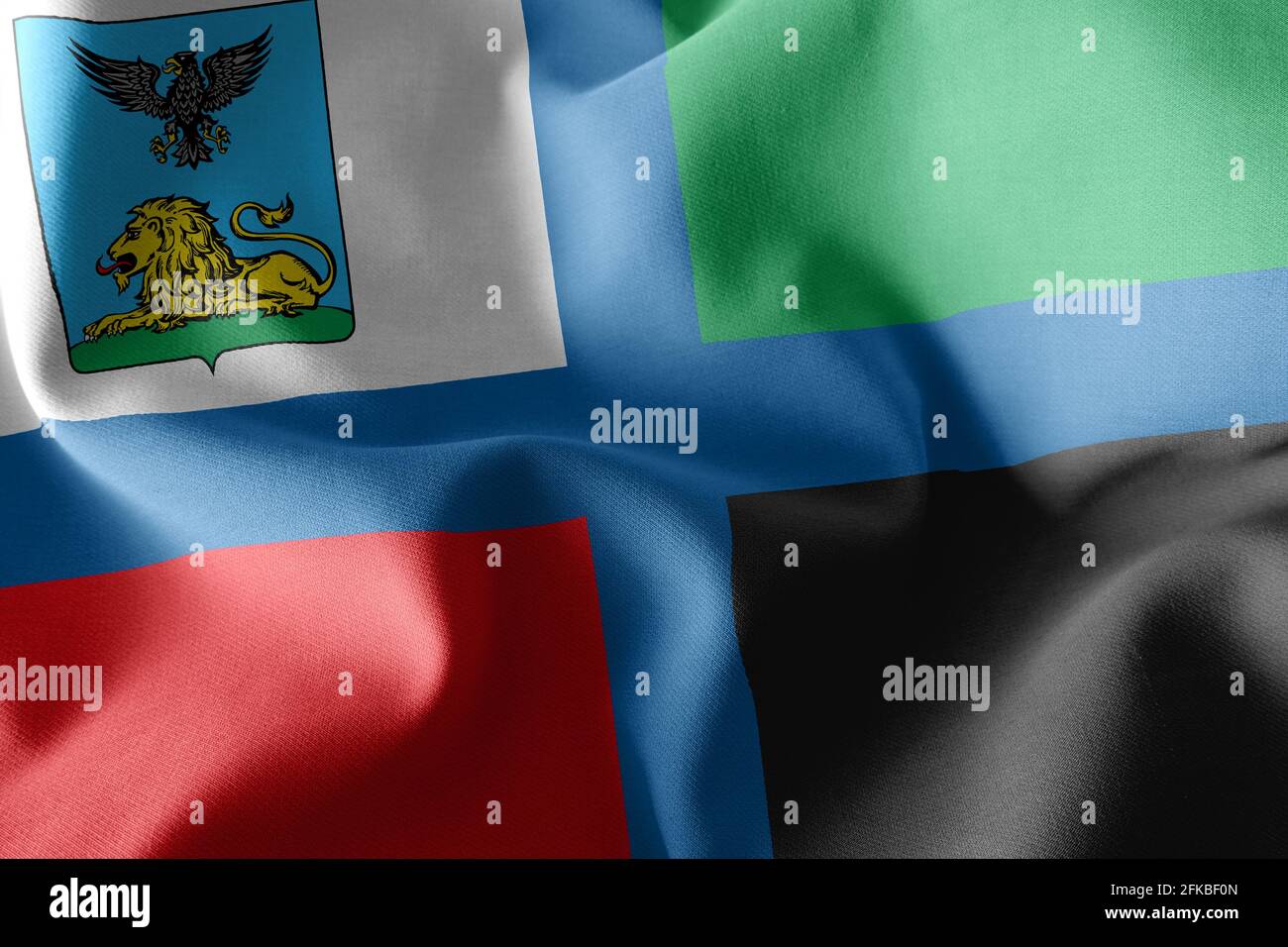 3D illustration flag of Belgorod Oblast is a region of Russia. Waving ...