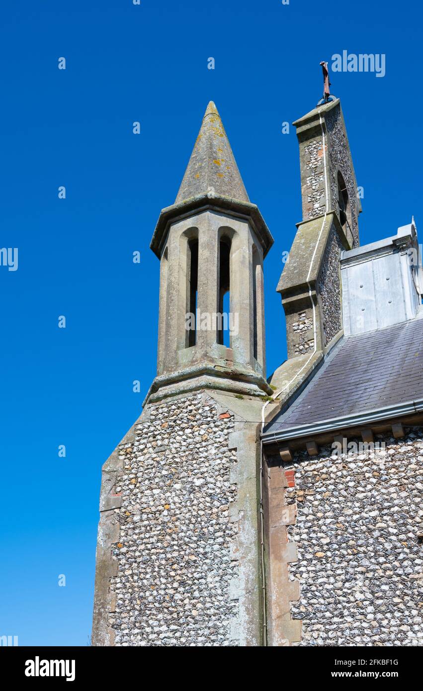 Corner octagonal turret with octagonal spire on a 19th century British ...