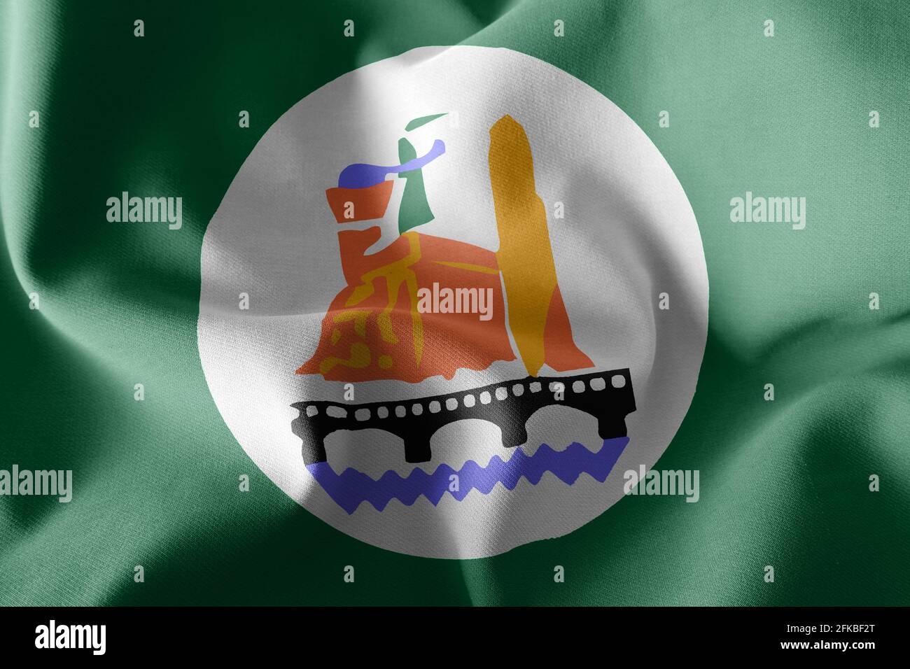 3D illustration flag of Beni Suef is a region of Egypt. Waving on the ...