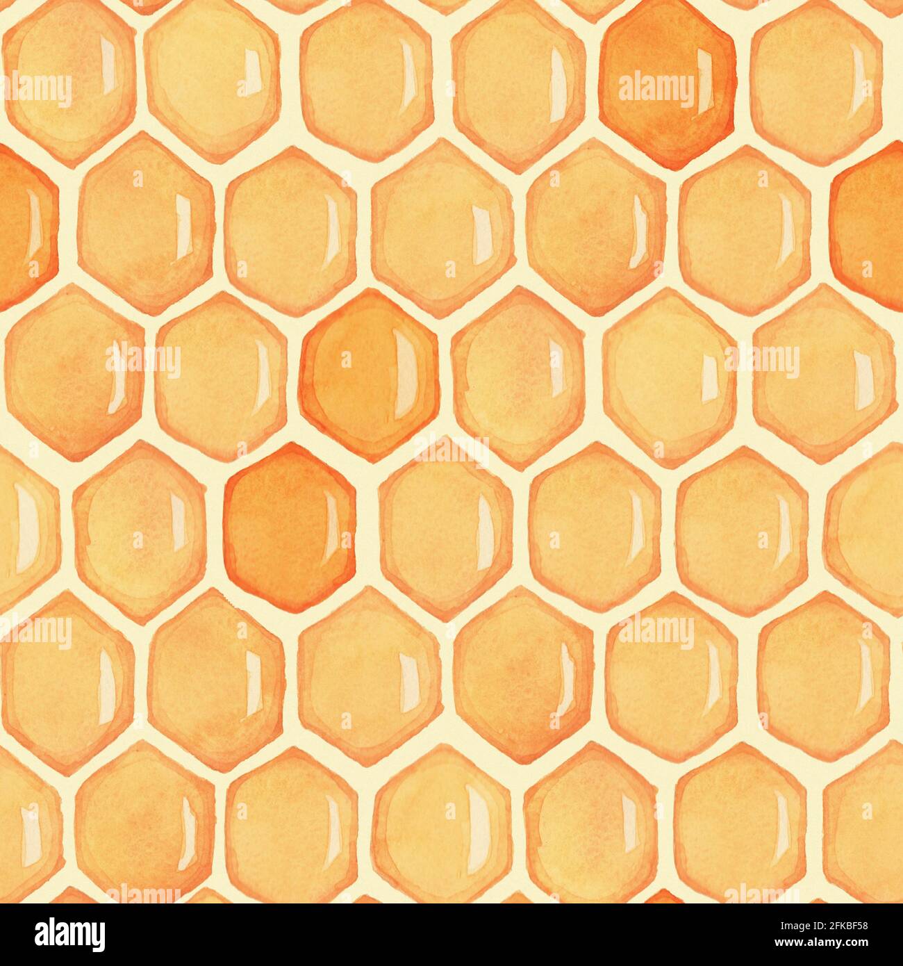 Honeycomb honey 2. Seamless pattern. Watercolor drawing. background ...