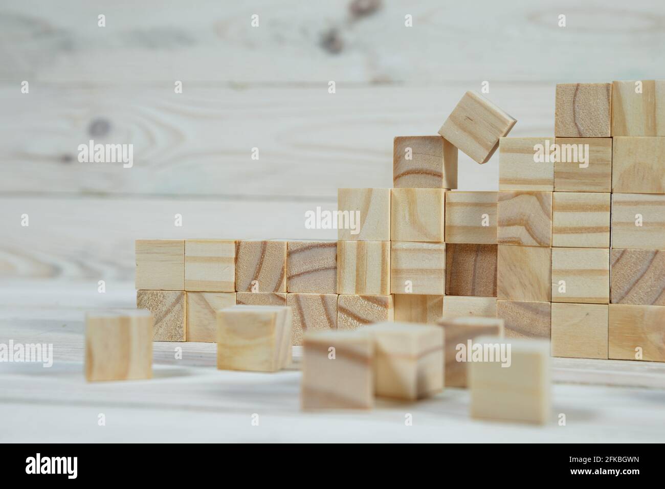 Business concept - Abstract geometric real floating wooden cube float ...