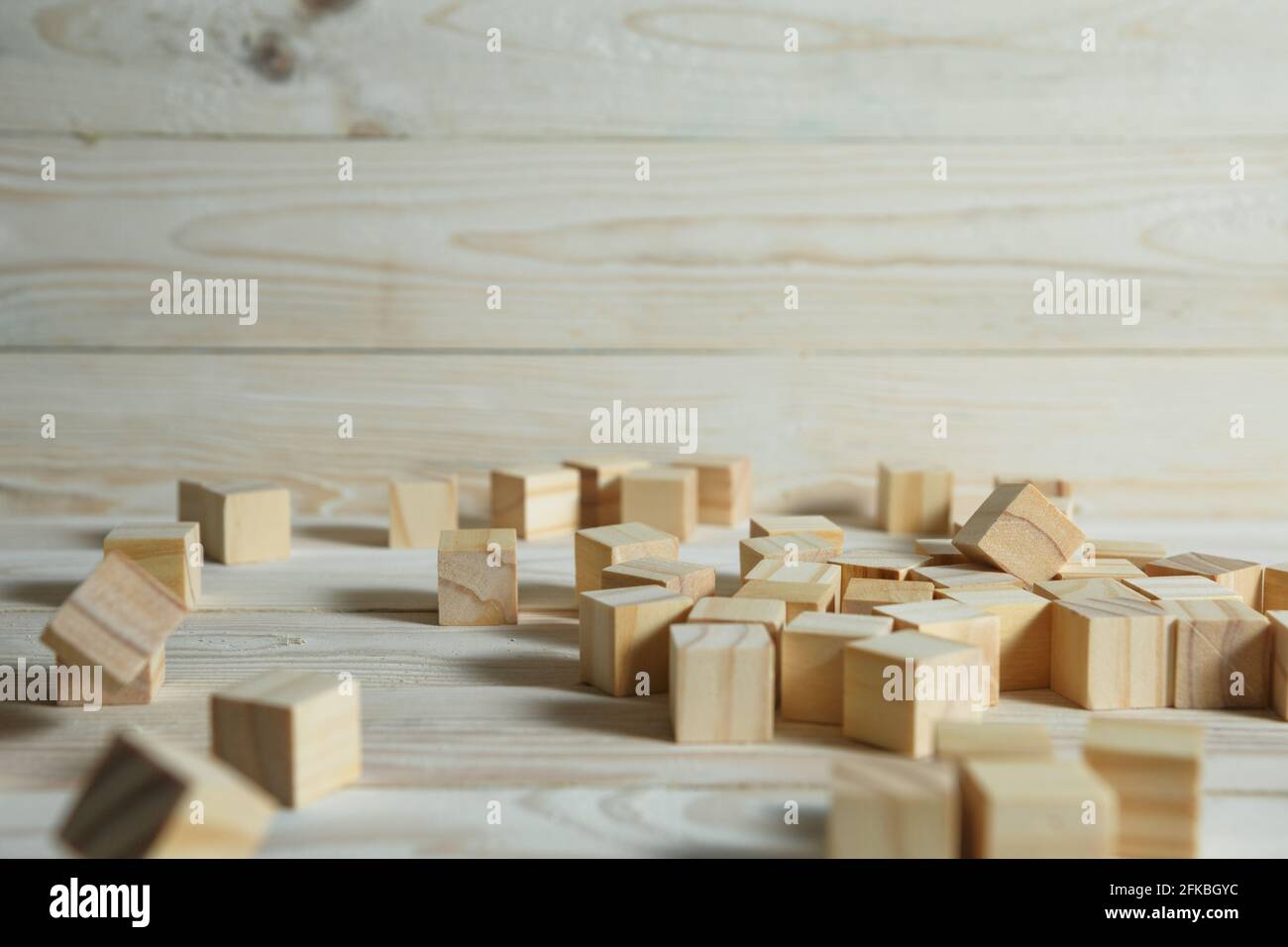 Business concept - Abstract geometric real floating wooden cube float ...