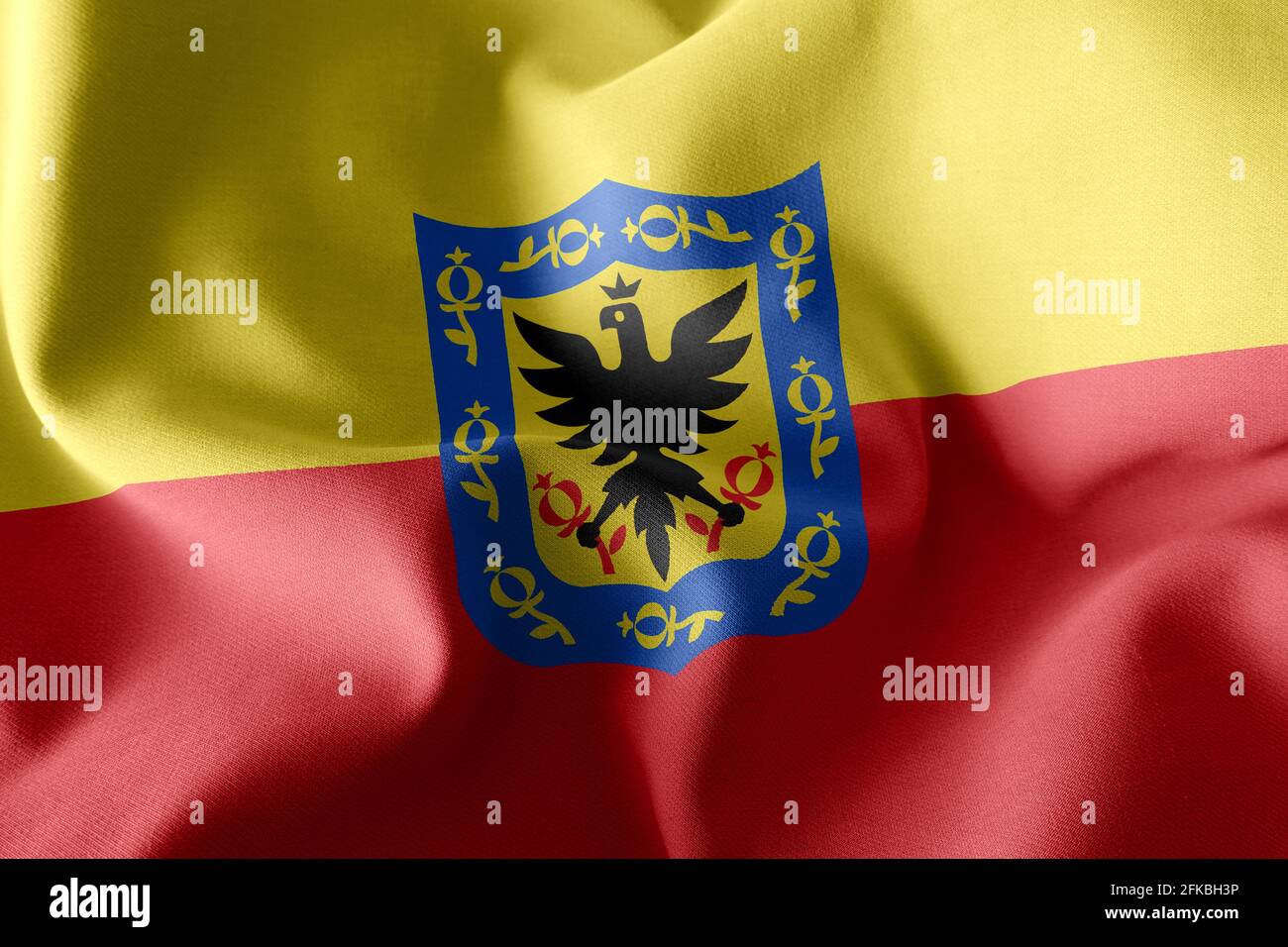 3D illustration flag of Capital District Bogota is a region of Colombia ...