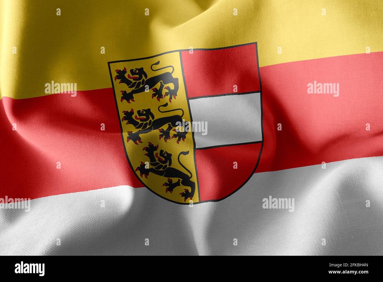 3D illustration flag of Carinthia is a region of Austria. Waving on the ...