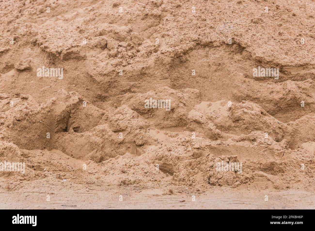 Pile of sand texture background at construction site, close-up Stock ...