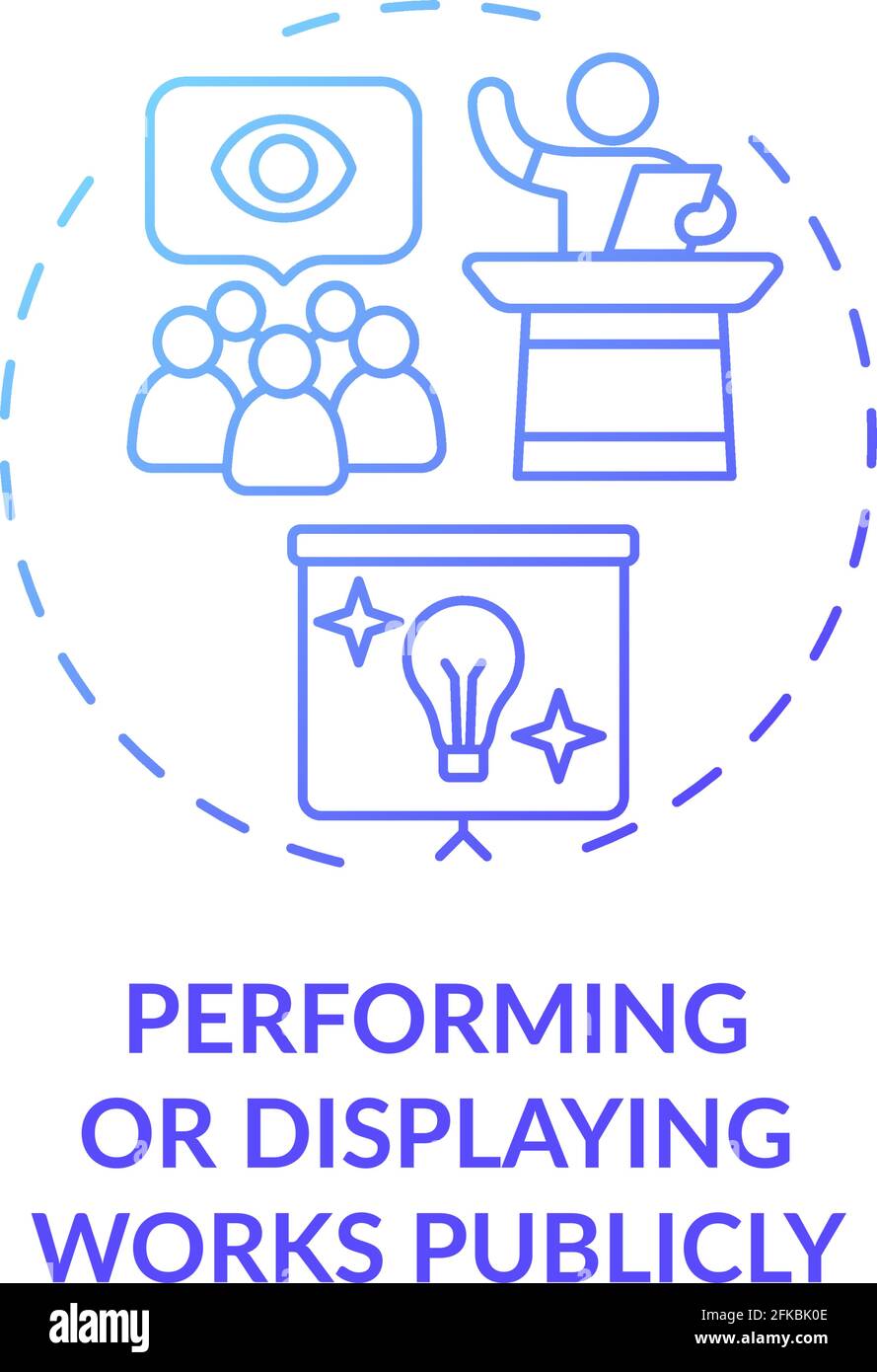 Performing and displaying works publicly concept icon Stock Vector ...