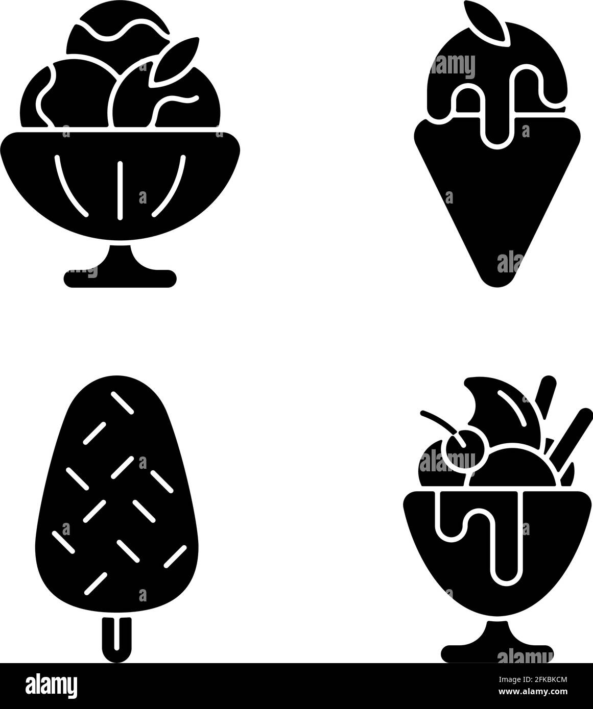 Ice cream varieties black glyph icons set on white space Stock Vector ...