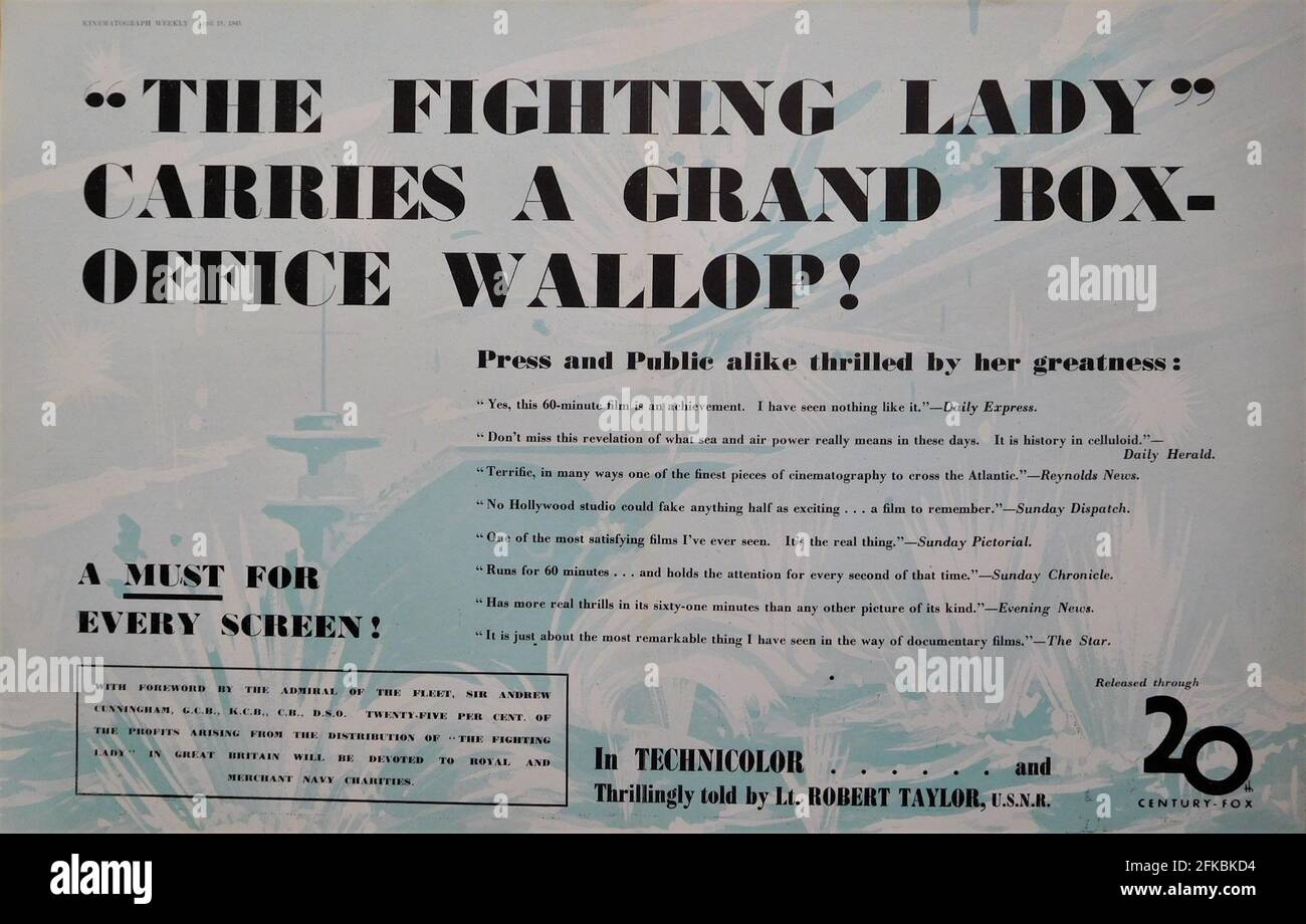 British Trade Ad for THE FIGHTING LADY 1944 directors EDWARD STEICHEN ...