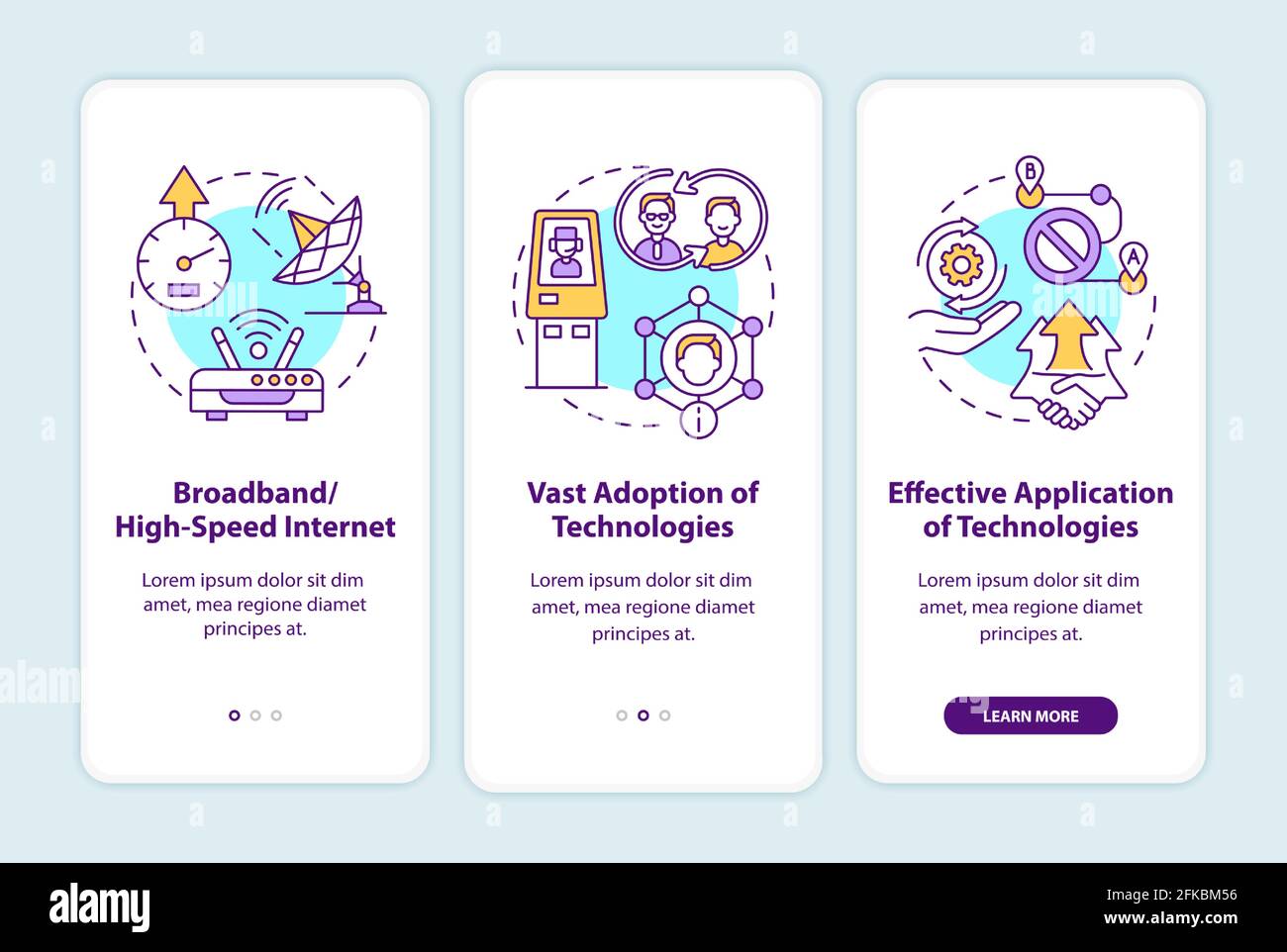 Successful digital inclusion preconditions mobile app page screen with concepts Stock Vector ...