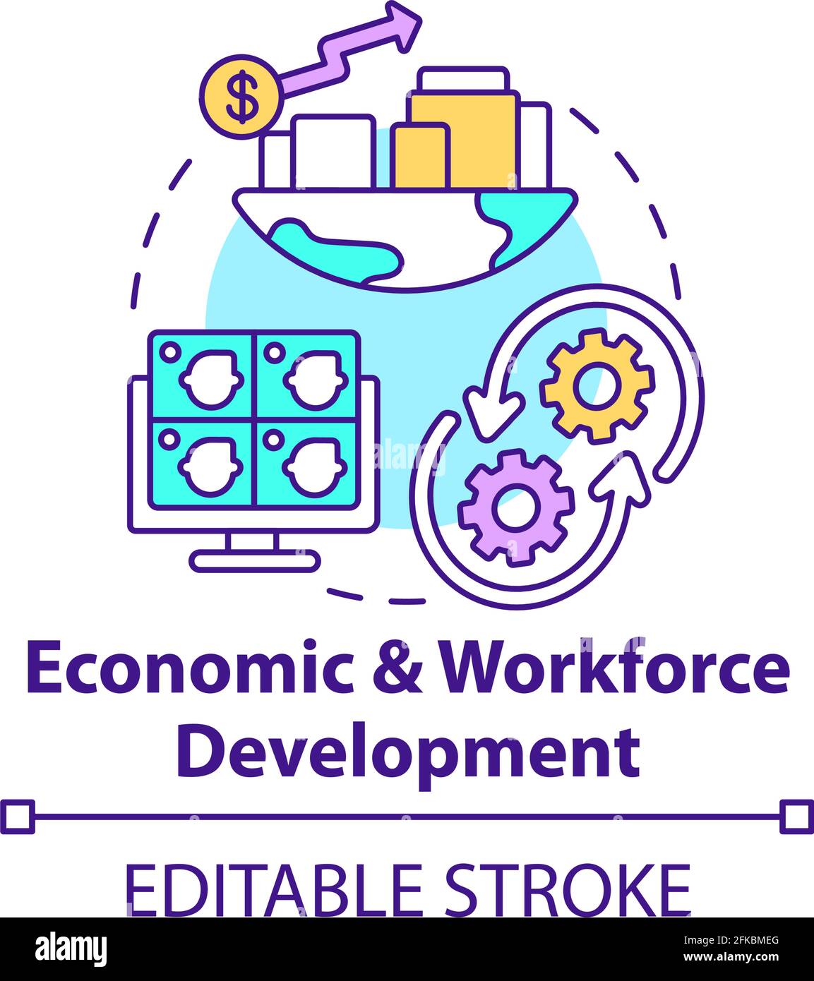 Economic and workforce development concept icon Stock Vector Image ...