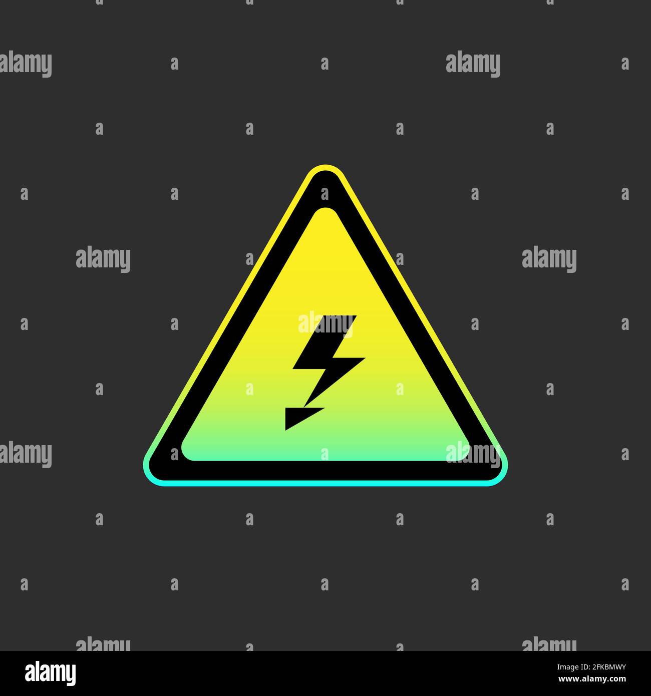 Electricity warning sign has a triangle form, a lightning symbol, and a ...