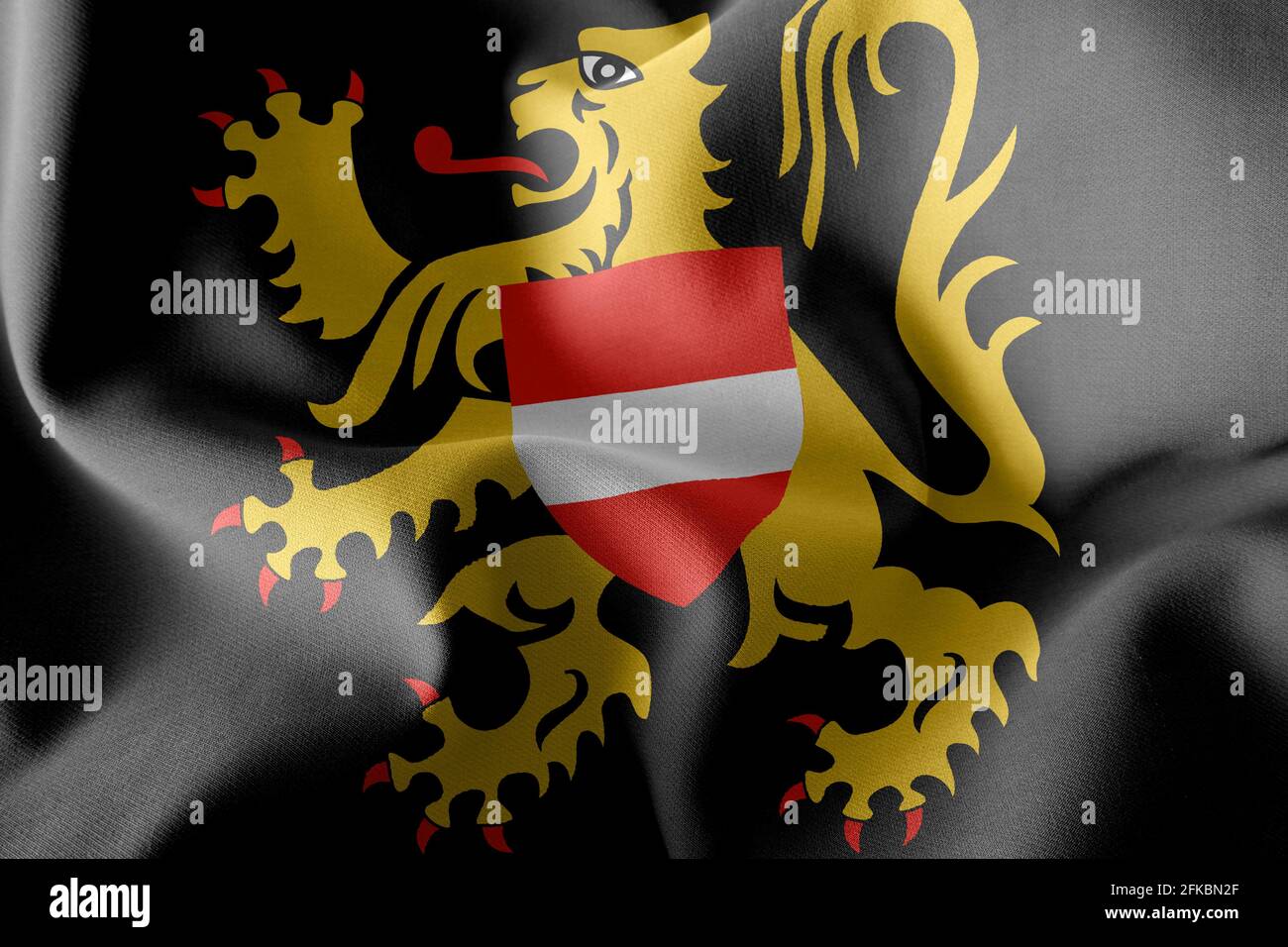 3D illustration flag of Flemish Brabant is a province of Belgium ...
