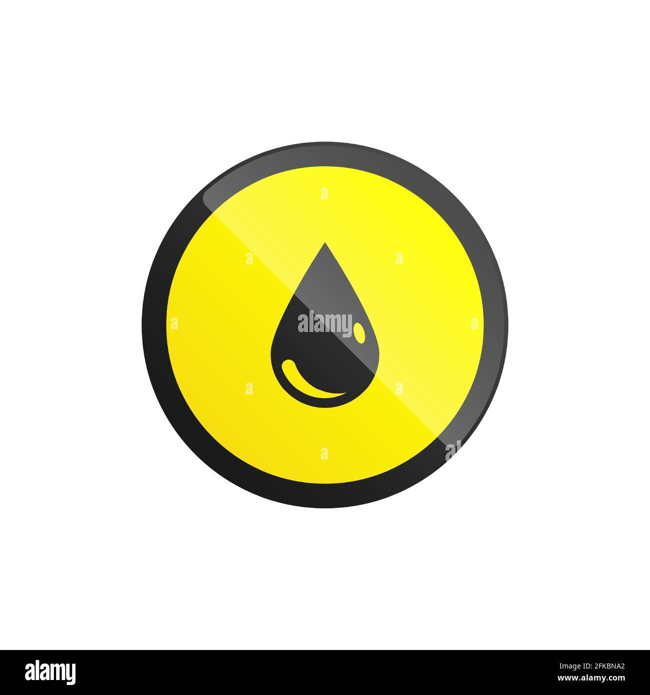 Round sign with a drop symbol is isolated on a white background. Flat ...