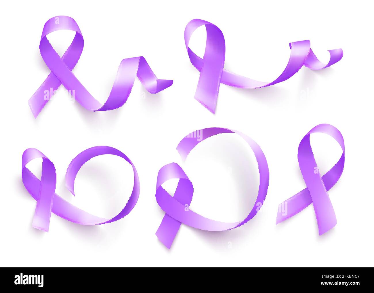 Set of realistic purple ribbons symbol of World Epilepsy day. March 26 ...