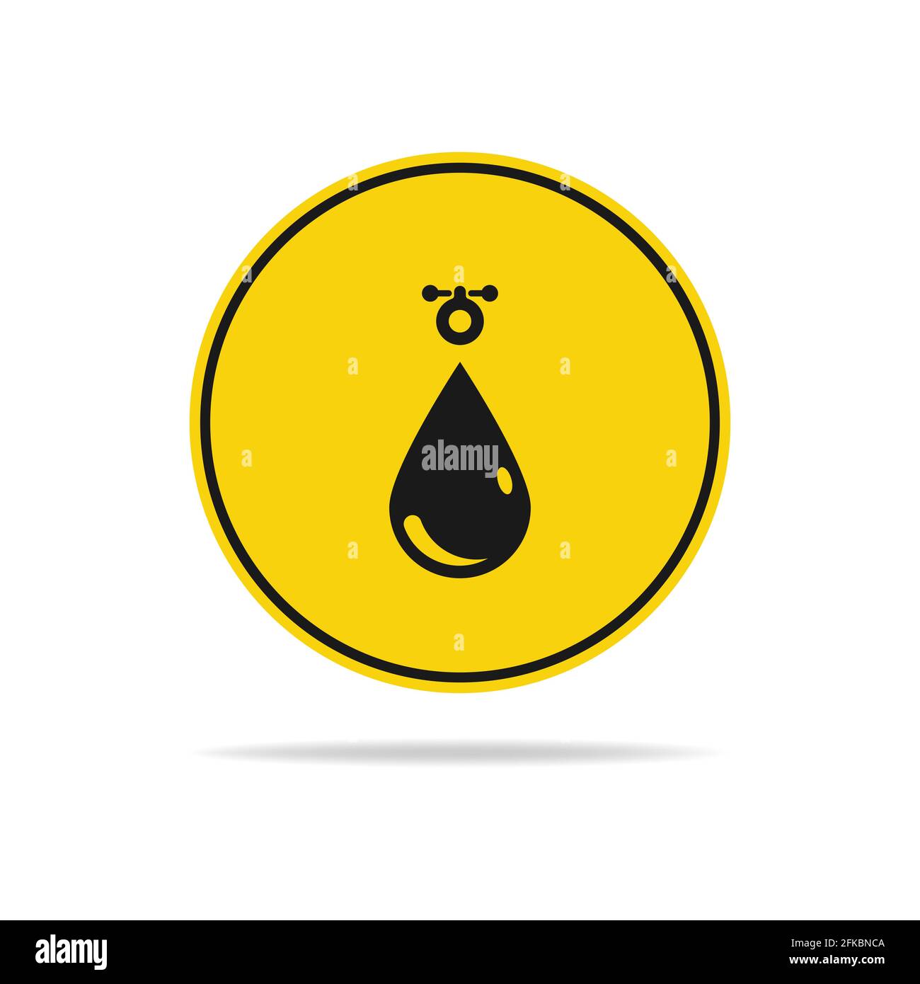 Round sign of water with a drop symbol is isolated on a white ...