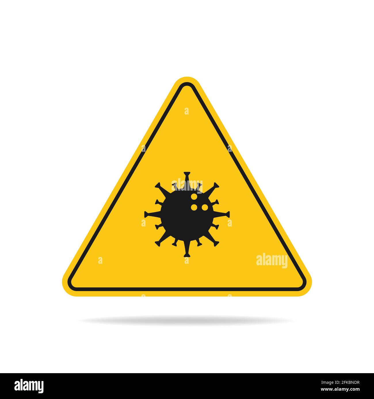 The triangle warning sign with the round spiked symbol of the virus is ...
