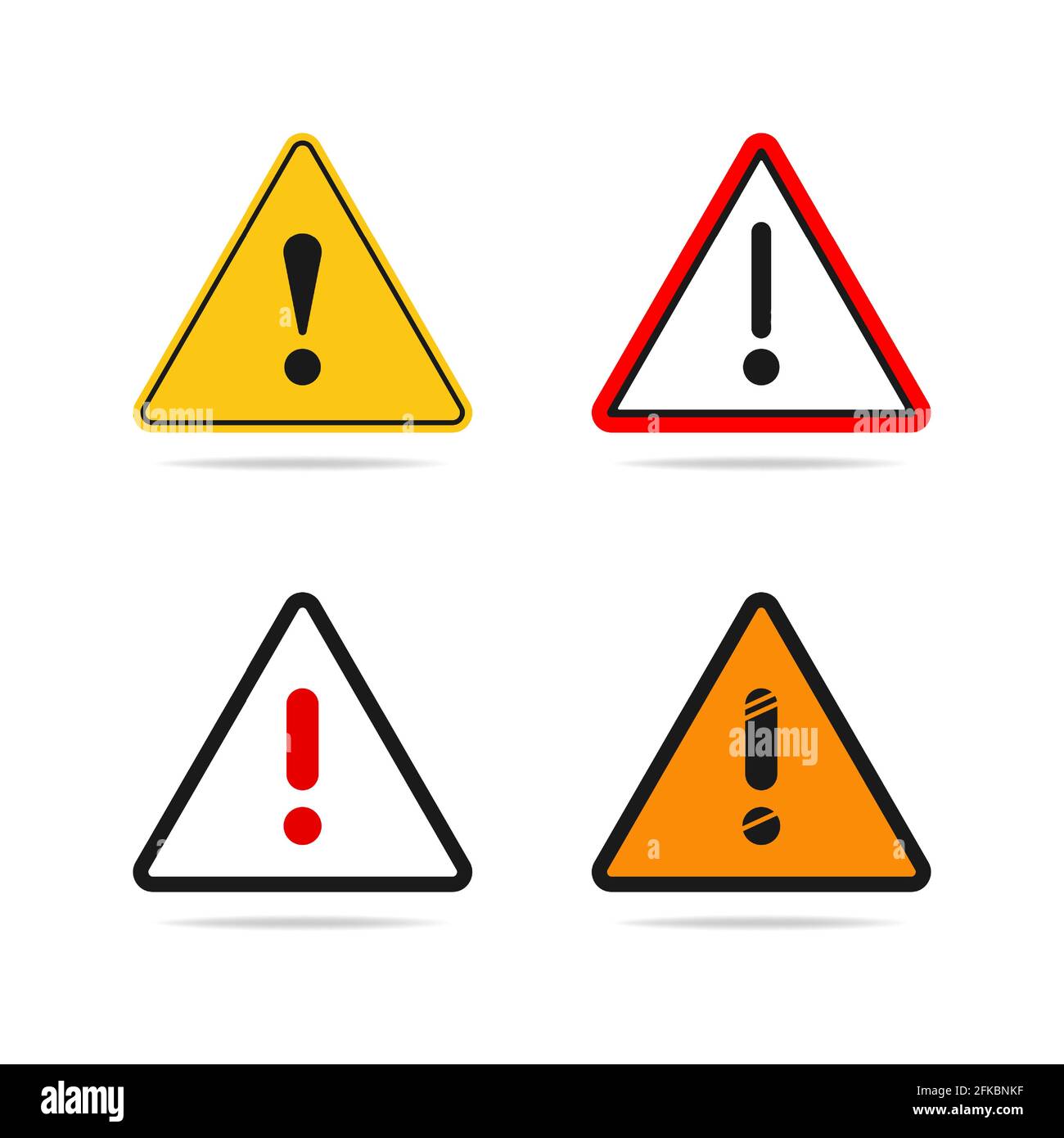 The set of different type of warning sign with exclamation symbol is ...